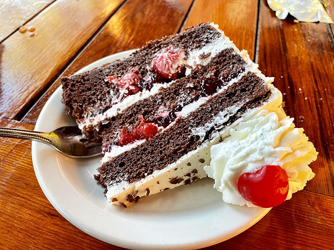 Black Forest Cake that looks like it stepped straight out of a European pastry shop window. Those layers aren't just cake&mdash;they're edible architecture.