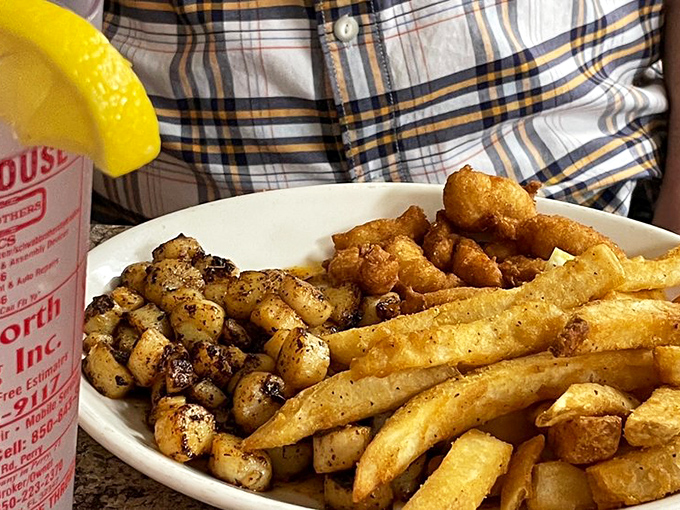 Blackened bay scallops, hushpuppies, and fries&mdash;the holy trinity of Florida seafood dining that makes you wonder why anyone bothers with fancy restaurants.