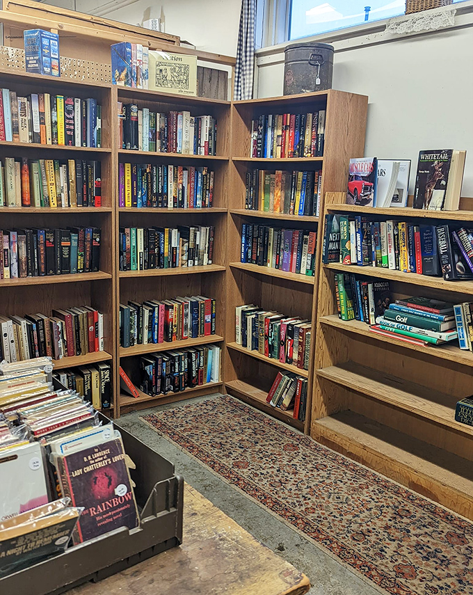 This book nook is where bibliophiles lose track of time, running their fingers along spines while mentally rearranging their home shelves to make room for "just one more."