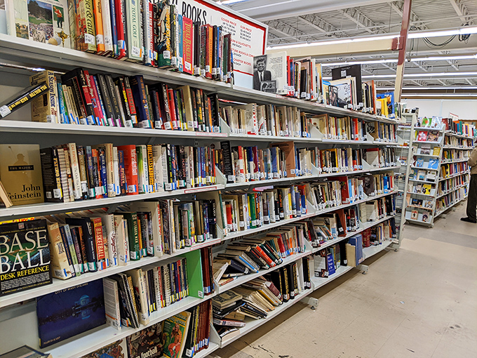 The book section rivals small-town libraries, offering everything from forgotten bestsellers to that cookbook your grandmother swore by.