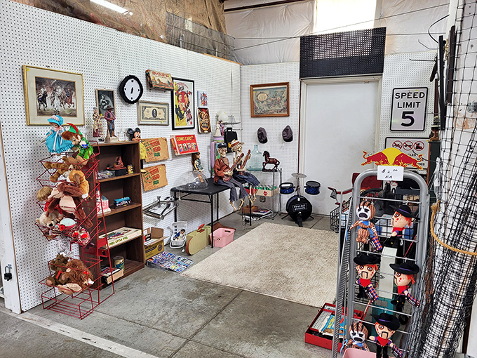 This vendor's booth is a time capsule of Americana &ndash; where vintage toys, street signs, and nostalgic knickknacks await their second chance at being loved.