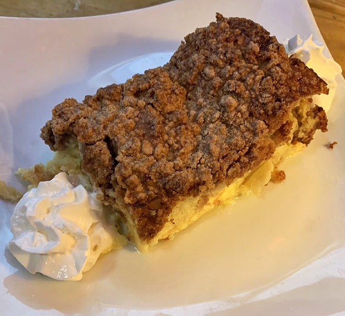 Bread pudding that makes you question why you ever saved room for anything else. Comfort food's final, glorious act.