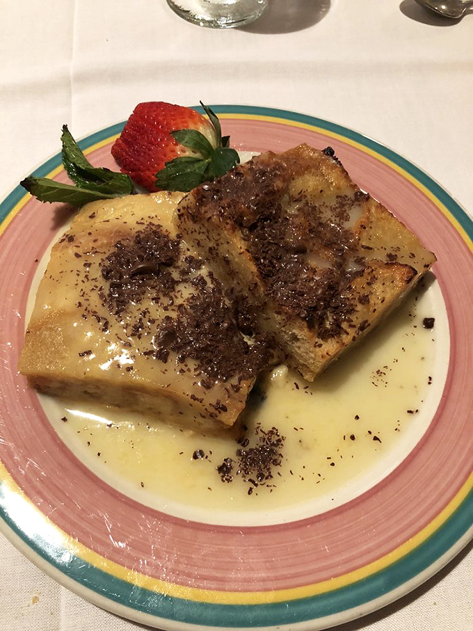 Bread pudding that would make your grandmother both jealous and proud, topped with a sauce that should be bottled and sold as liquid happiness.