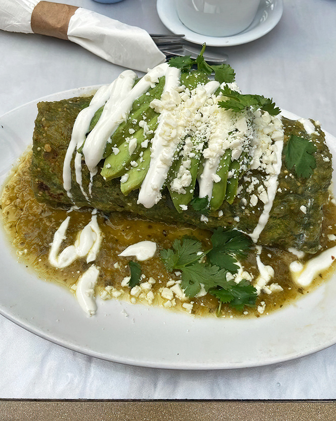 The breakfast burrito&mdash;where California meets Mexico for a morning fiesta wrapped in a spinach tortilla blanket.