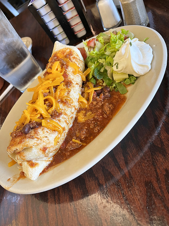This breakfast burrito isn't just food&mdash;it's a flavor fiesta wrapped in a tortilla, complete with a chili sauce that deserves its own mariachi band.
