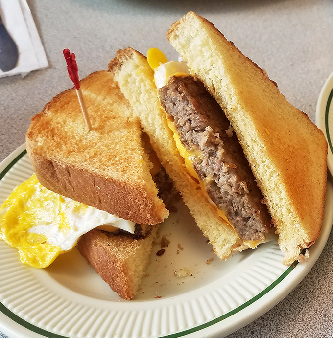 The breakfast sandwich that answers the eternal question: "What if we put an entire farm between two pieces of toast?"