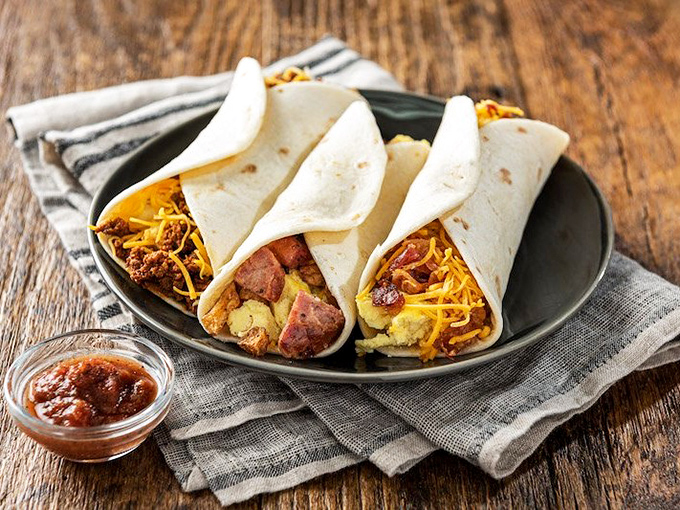 Morning glory wrapped in tortillas &ndash; because even breakfast deserves the smokehouse treatment here.