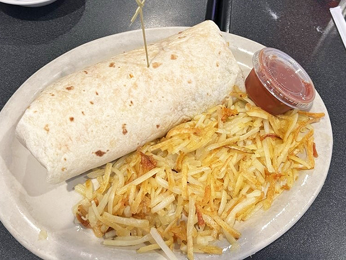 This breakfast burrito could double as a delicious sleeping bag for your taste buds.