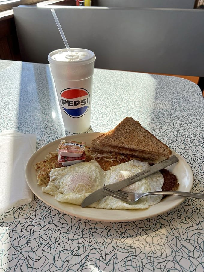 Breakfast doesn't need to be complicated &ndash; just perfectly cooked eggs, crispy hash browns, and toast that knows its supporting role.