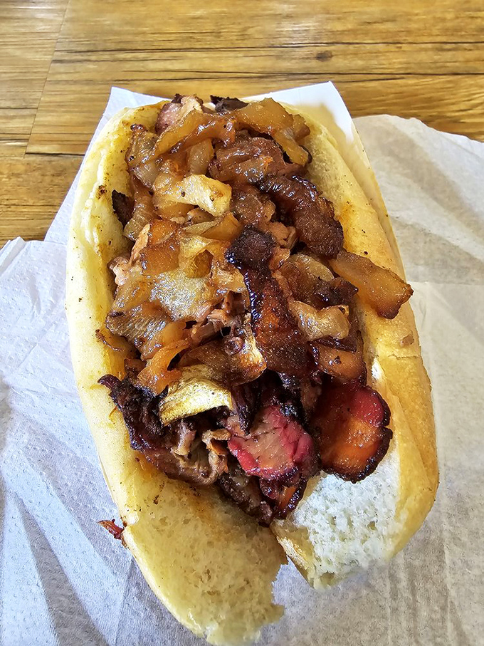 Brisket and caramelized onions on a hoagie roll&mdash;proof that Pennsylvania understands barbecue better than the South might want to admit.