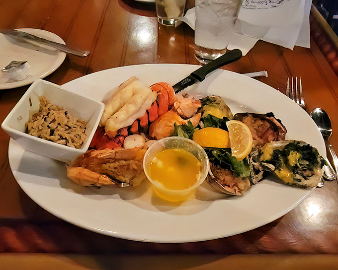 The broiled combo showcases the kitchen's talent for making multiple seafood stars shine together brilliantly.