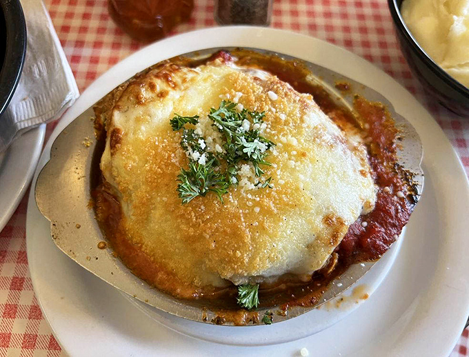Buffalo chicken parmesan that's bubbling with cheese and flavor &ndash; like your favorite comfort foods had a delicious baby.