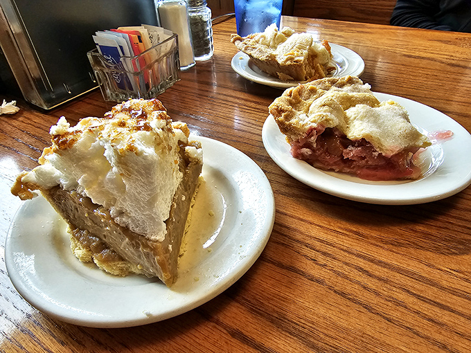 Pie heaven exists in Mt. Victory. One cream pie with mile-high meringue, one fruit pie with flaky crust&mdash;both making a compelling case against sharing.