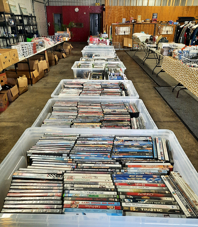 Physical media lives on! These bins of DVDs are like archaeological digs where you might unearth that obscure film you've been searching for since 1998.