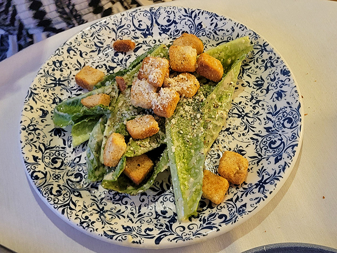 A Caesar salad that Julius himself would cross the Rubicon for, with croutons standing at attention like delicious little soldiers.