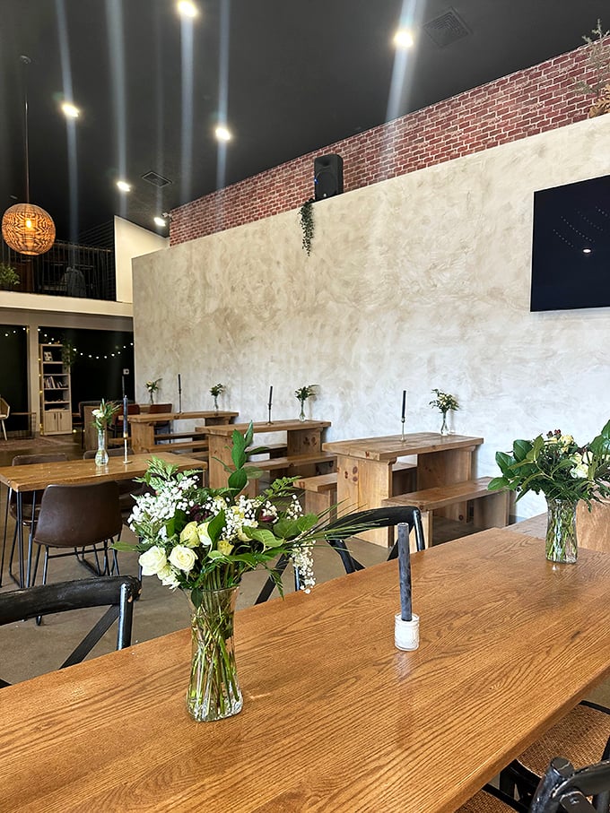 Modern rustic done right &ndash; where wooden tables aren't distressed by some designer but naturally aged by conversations and community gatherings.