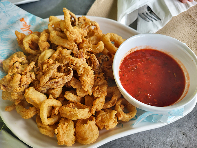Calamari so perfectly fried it makes you forget you're eating something with tentacles. The marinara sauce is just showing off.