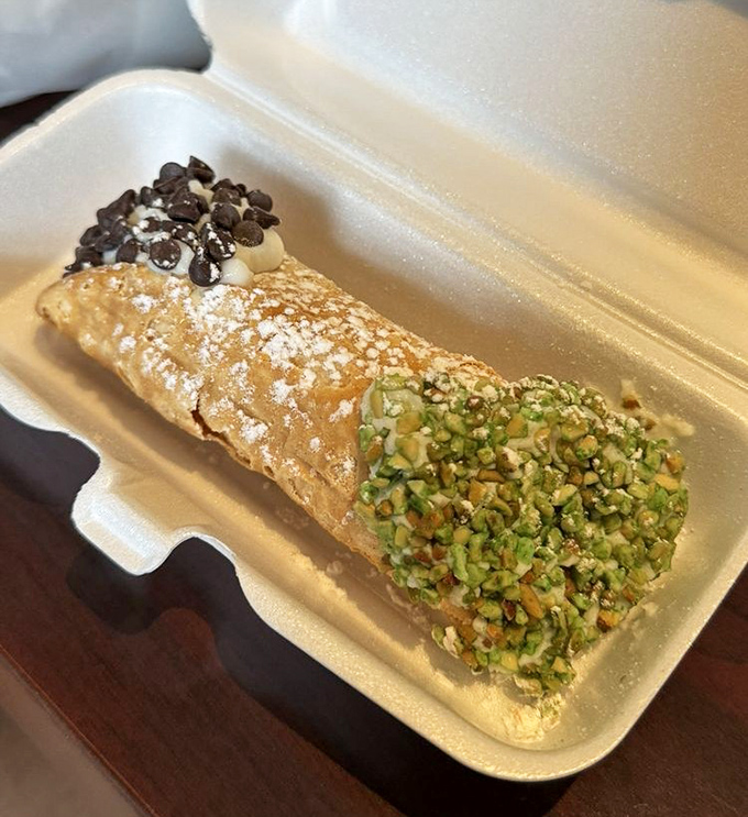 The cannoli provides sweet closure to your beef adventure&mdash;crisp shell, creamy filling, and those pistachios adding textural magic.