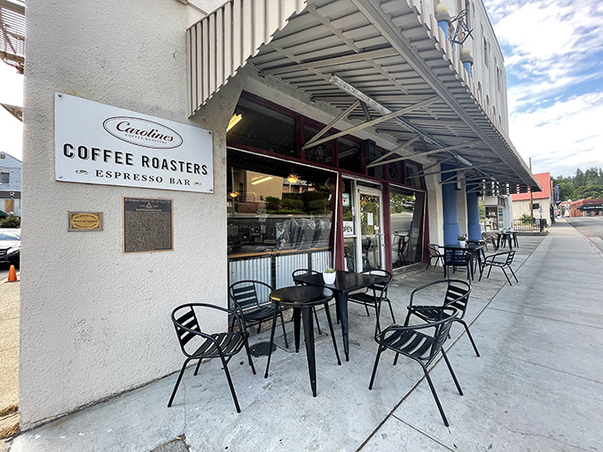 Caroline's Coffee Roasters serves up morning salvation with outdoor seating perfect for people-watching and contemplating life's big questions, like "Should I have another scone?"
