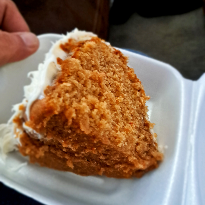 Carrot cake that somehow convinces you it's practically a vegetable serving, despite that glorious cream cheese frosting calling your name.