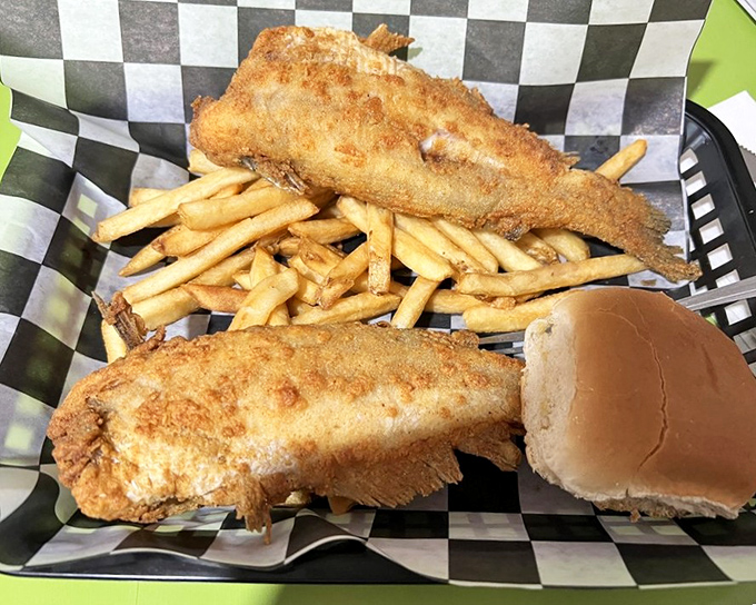 Golden catfish that proves Florida knows its way around seafood, served with sides that deserve their own applause.