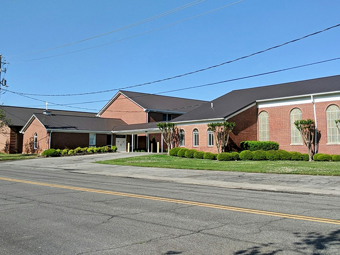 Chatsworth First Methodist Church combines brick solidity with landscaped grace, a spiritual anchor in the community's weekly rhythm.