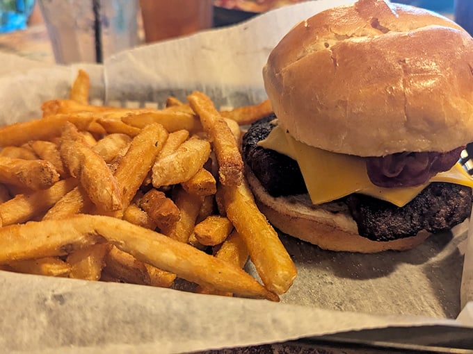 The cheeseburger and fries combo that reminds you why sometimes the classics outshine all the trendy food fads. Simple perfection on a plate.