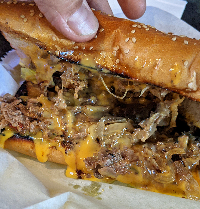 A cheesesteak that would make Philadelphia natives nod in respectful approval &ndash; layers of melted perfection.
