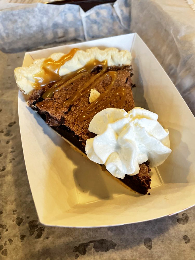 Chess pie with whipped cream and caramel that doesn't just satisfy your sweet tooth - it throws a parade for it. Checkmate, diet plans.