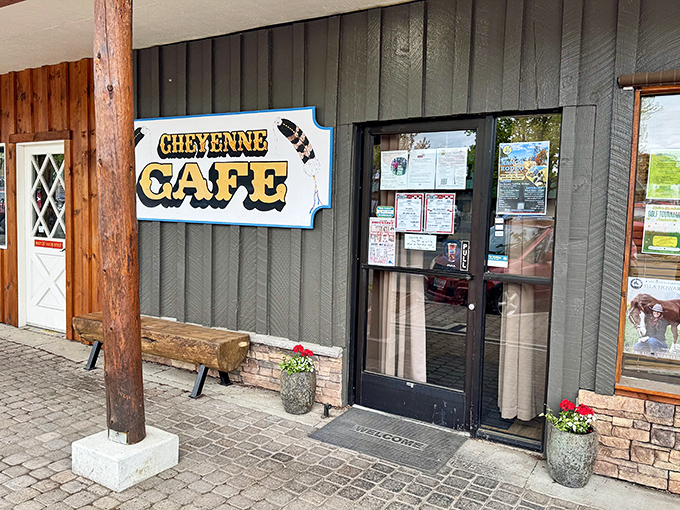 The Cheyenne Cafe embodies small-town charm with its welcoming entrance – where regulars don't need menus and newcomers become regulars after one visit.