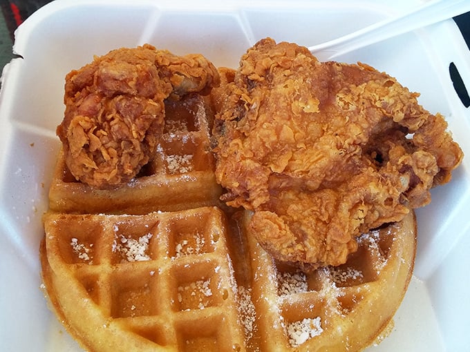 The dynamic duo of breakfast: where crispy meets fluffy in delicious matrimony.