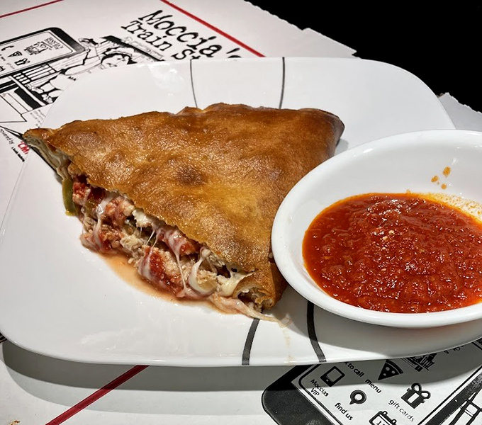 The stromboli at Moccia's: where cheese stretches toward infinity and marinara waits patiently for its moment of glory.