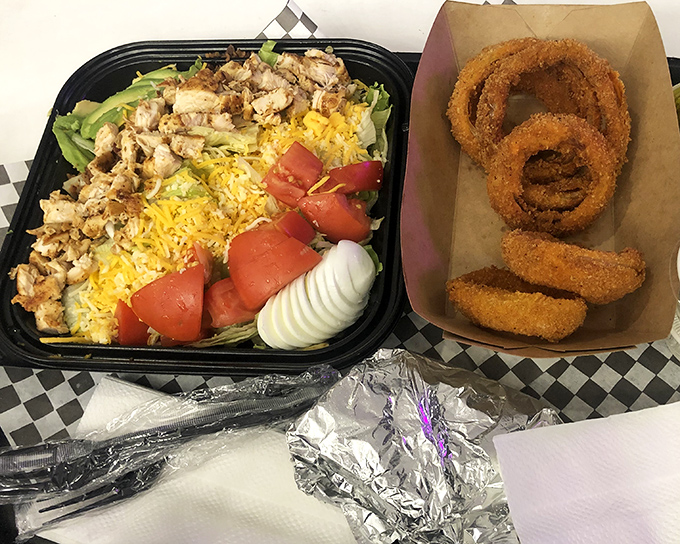 When your salad comes with protein, cheese, and enough vegetables to count as "eating healthy." Balance achieved in the most delicious way possible.