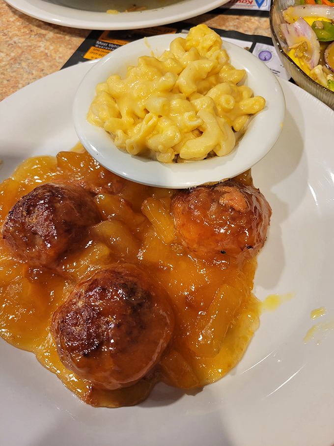 Ham loaf with pineapple sauce and mac & cheese &ndash; the dynamic duo of Pennsylvania Dutch cuisine that puts fancy food to shame.
