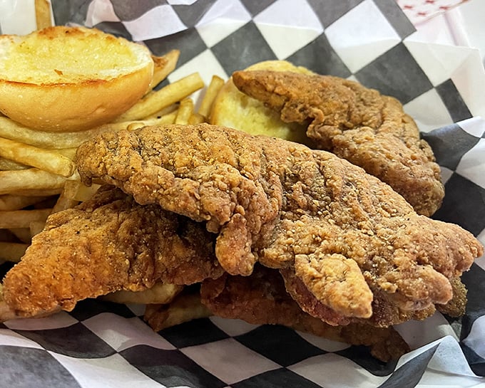 Golden-brown chicken tenders with a crunch you can hear across the room &ndash; proof that simple food done right is culinary poetry.
