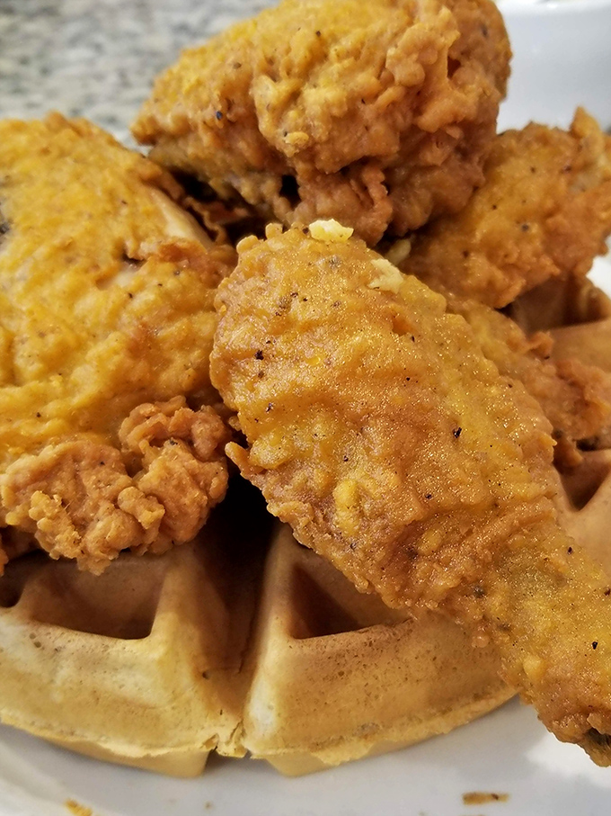 When chicken met waffle, angels wept &ndash; this crispy-meets-fluffy union defies all breakfast logic beautifully.