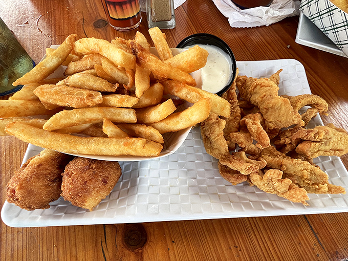 Even landlubbers need love &ndash; crispy chicken tenders that prove this kitchen masters everything perfectly.