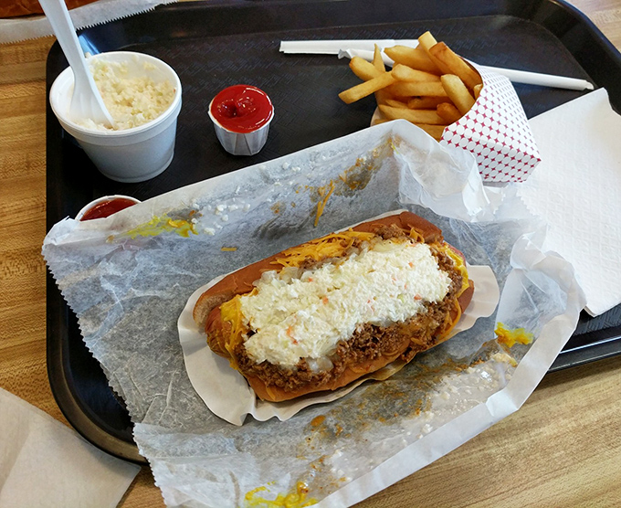 The chili cheese dog arrives like an old friend &ndash; familiar, comforting, and absolutely worth the napkins you'll sacrifice to the food gods.