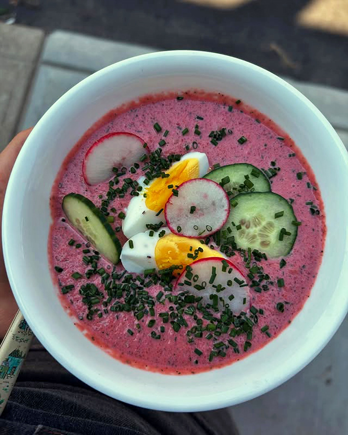 Cold beet soup that's hotter than Miami in August. This vibrant chłodnik with radishes, cucumber, and egg is summer in a bowl.
