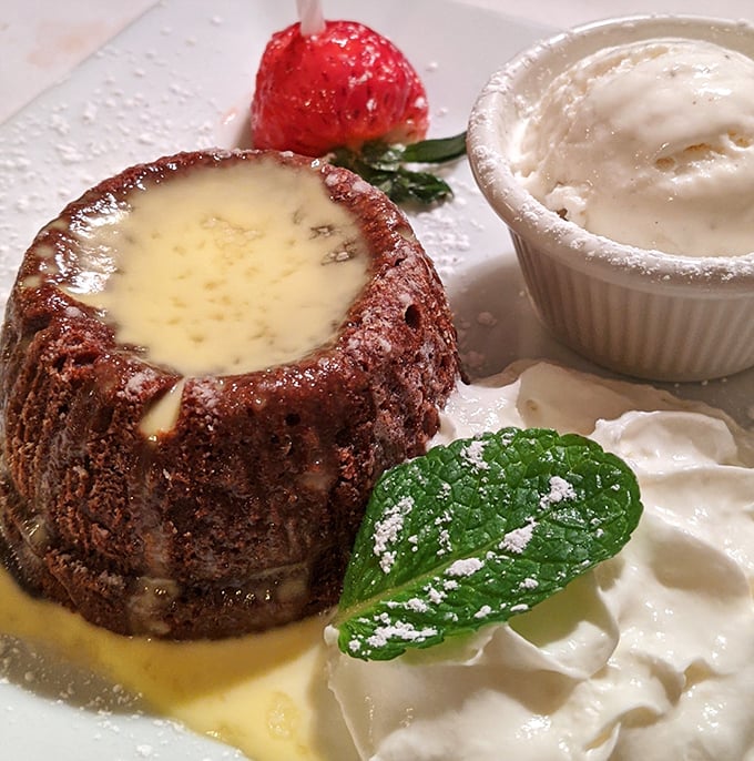 This chocolate lava cake doesn't just satisfy your sweet tooth &ndash; it serenades it with warm, molten chocolate and cool, creamy accompaniments.