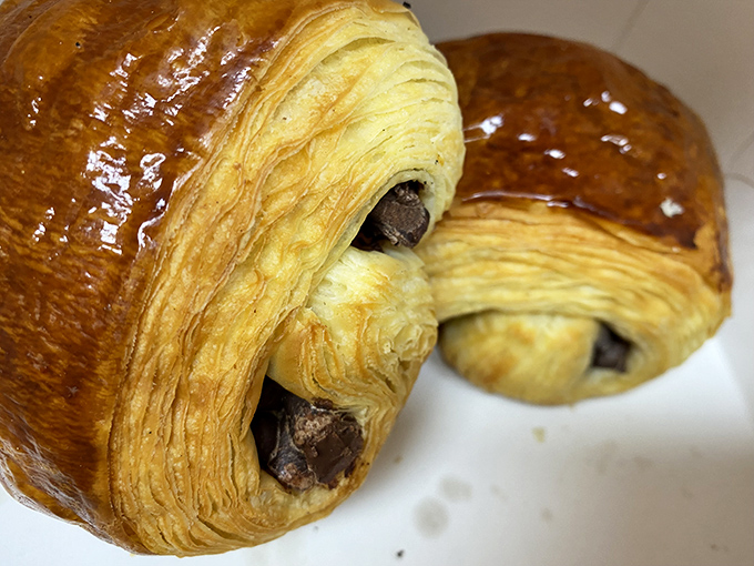 Chocolate croissants so flaky, they'd make Julia Child do a happy dance in pastry heaven.