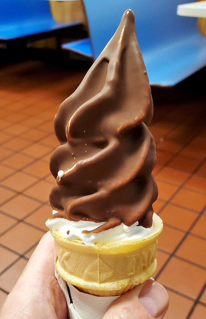 The chocolate-dipped cone&mdash;proof that some of life's greatest pleasures don't need reinvention, just consistent execution and a sturdy napkin.