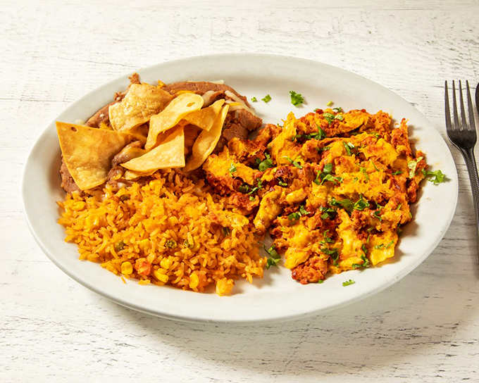 This chorizo plate brings enough color to rival a sunset, with portions that laugh at the concept of "light lunch."