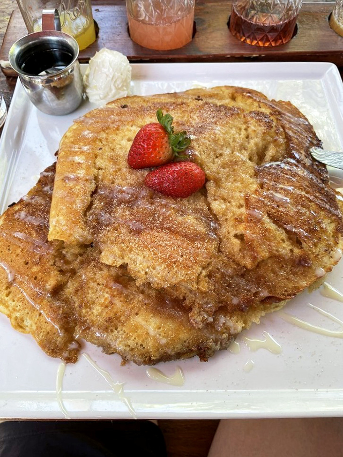 These pancakes don't just satisfy hunger&mdash;they fulfill childhood dreams you didn't know you still had. The strawberries are just showing off.