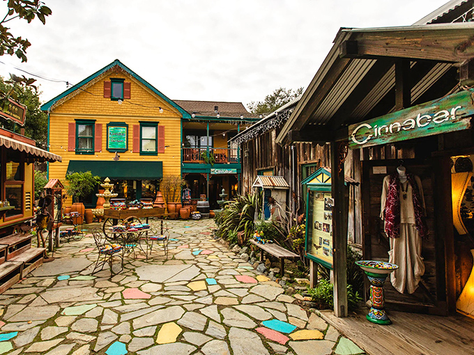 Cinnabar's colorful courtyard feels like stumbling into a secret garden where retail therapy comes with a side of whimsy.