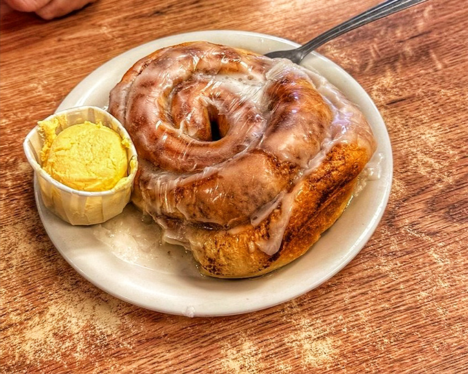 A cinnamon roll that's clearly been working out. That spiral of cinnamon, sugar, and butter doesn't just satisfy hunger&mdash;it recalibrates your definition of breakfast joy.