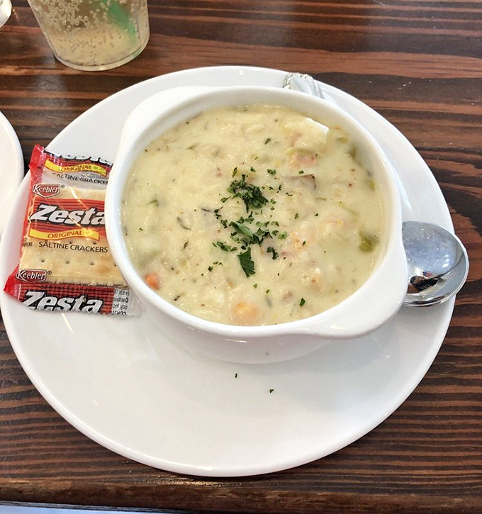 Clam chowder so creamy and packed with tender clams, you'll be tempted to ask for the recipe. Spoiler: they won't give it to you.