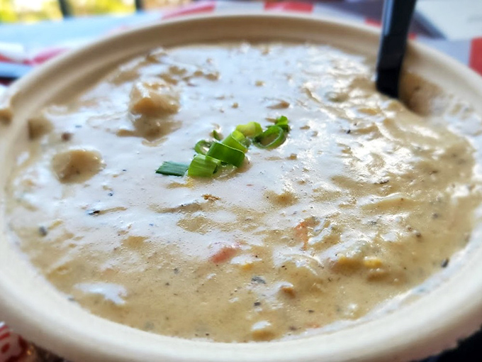 Seafood chowder that could make a New Englander question their loyalty. Creamy, chunky, and swimming with treasures from the Gulf.