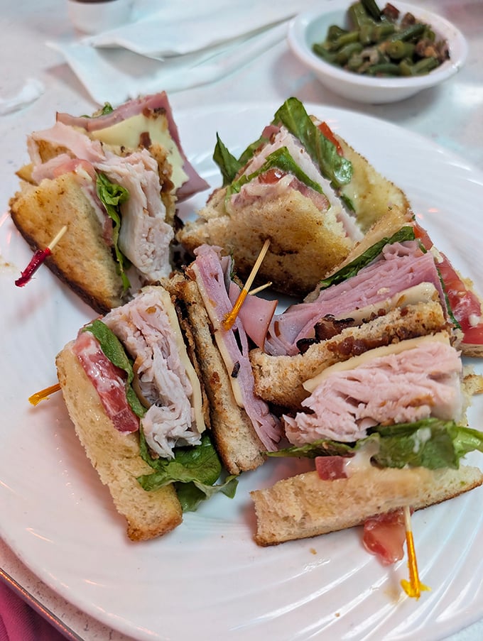 A club sandwich that requires engineering skills to eat&mdash;layers of fresh ingredients held together by toothpicks and optimism.