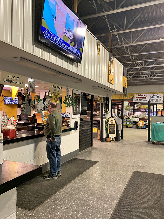 Flea market fuel station where hungry treasure hunters recharge before diving back into the bargain wilderness. The real finds happen on full stomachs!